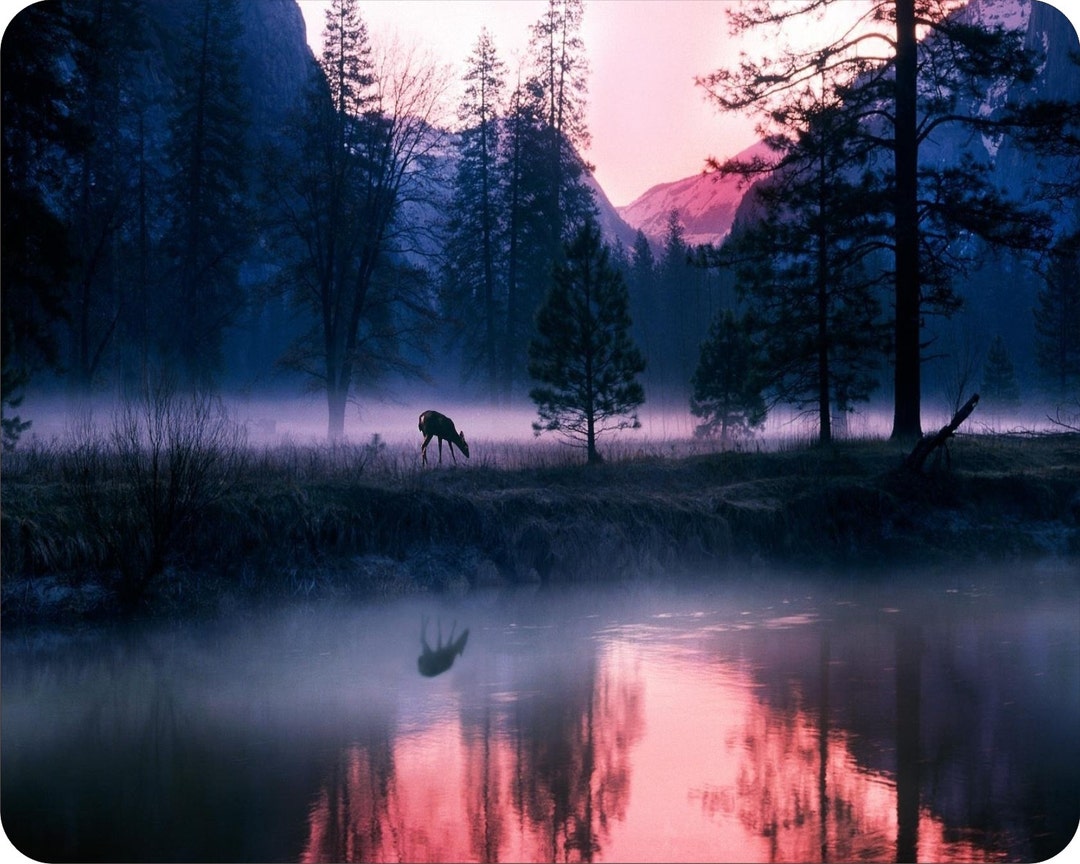 MOUSE PAD Deer in the Mist Computer Mousepad NEW Mat Mouse Pad Pink and ...