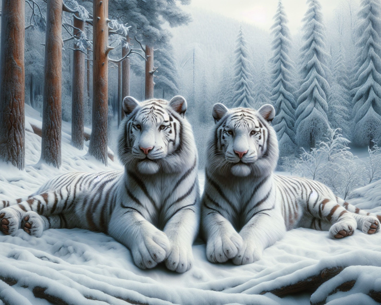 MOUSE PAD White Tigers Computer Mousepad NEW Mat Mouse Pad Snowy Trees ...