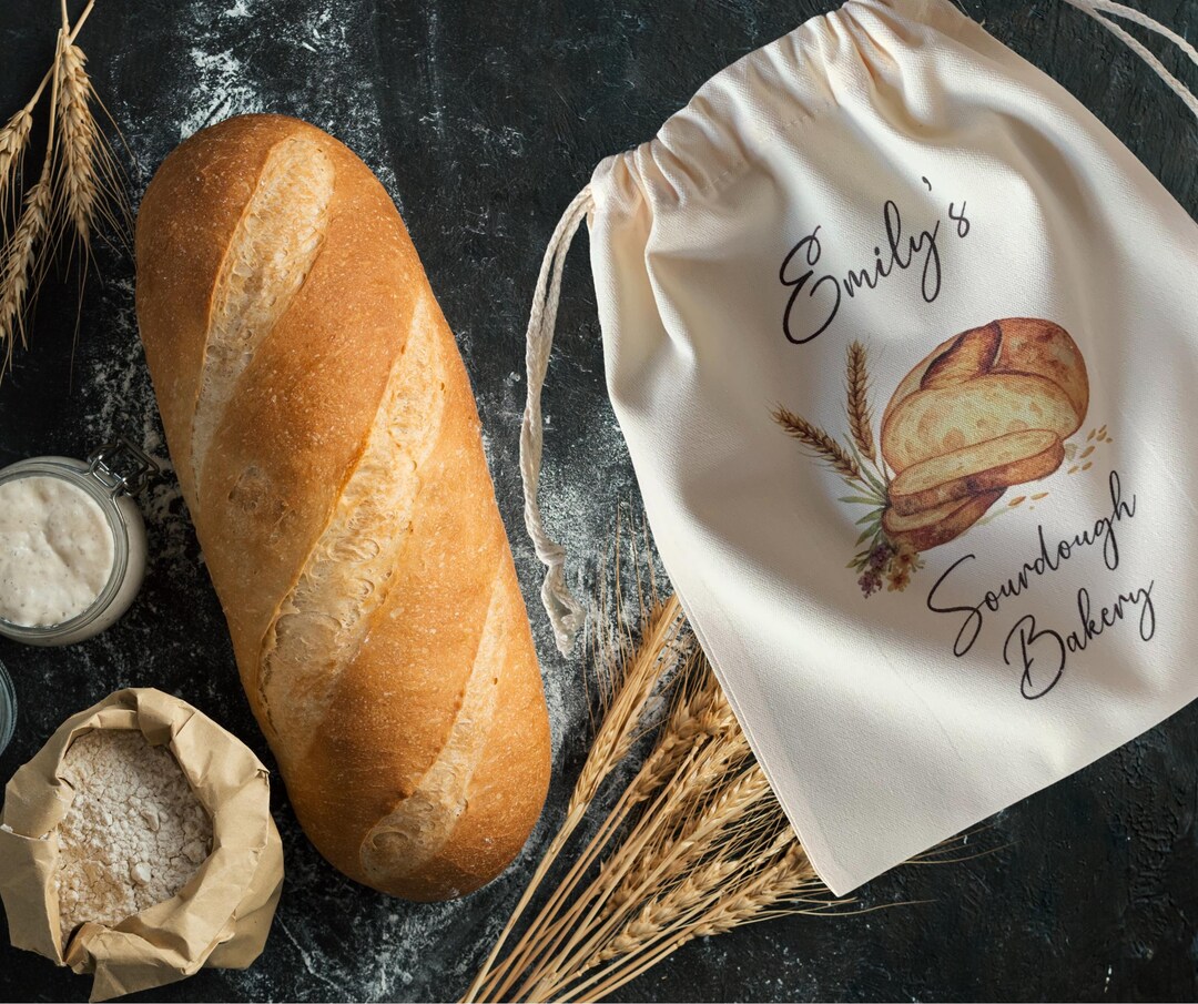 CUSTOM BREAD BAG, Sourdough Bread Tea Towel, Personalized Linen Apron ...