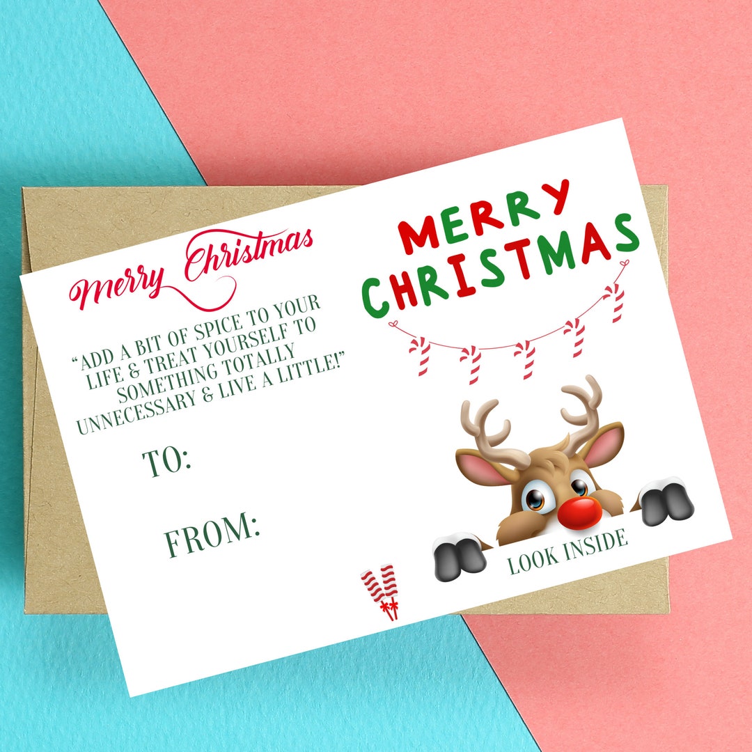 Merry Christmas Money Holder Card Gift - Funny Rudolph Reindeer ...