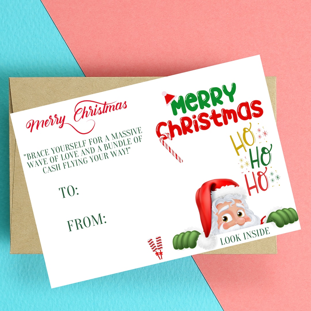Merry Christmas Money Card - Cute Funny Santa Card, Printable ...