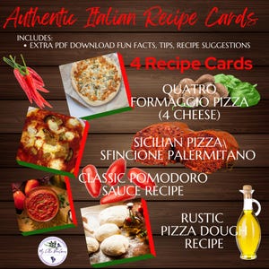 Italian Pizza Recipe Card Set PDF | Rustic Dough, Pomodoro Sauce ...
