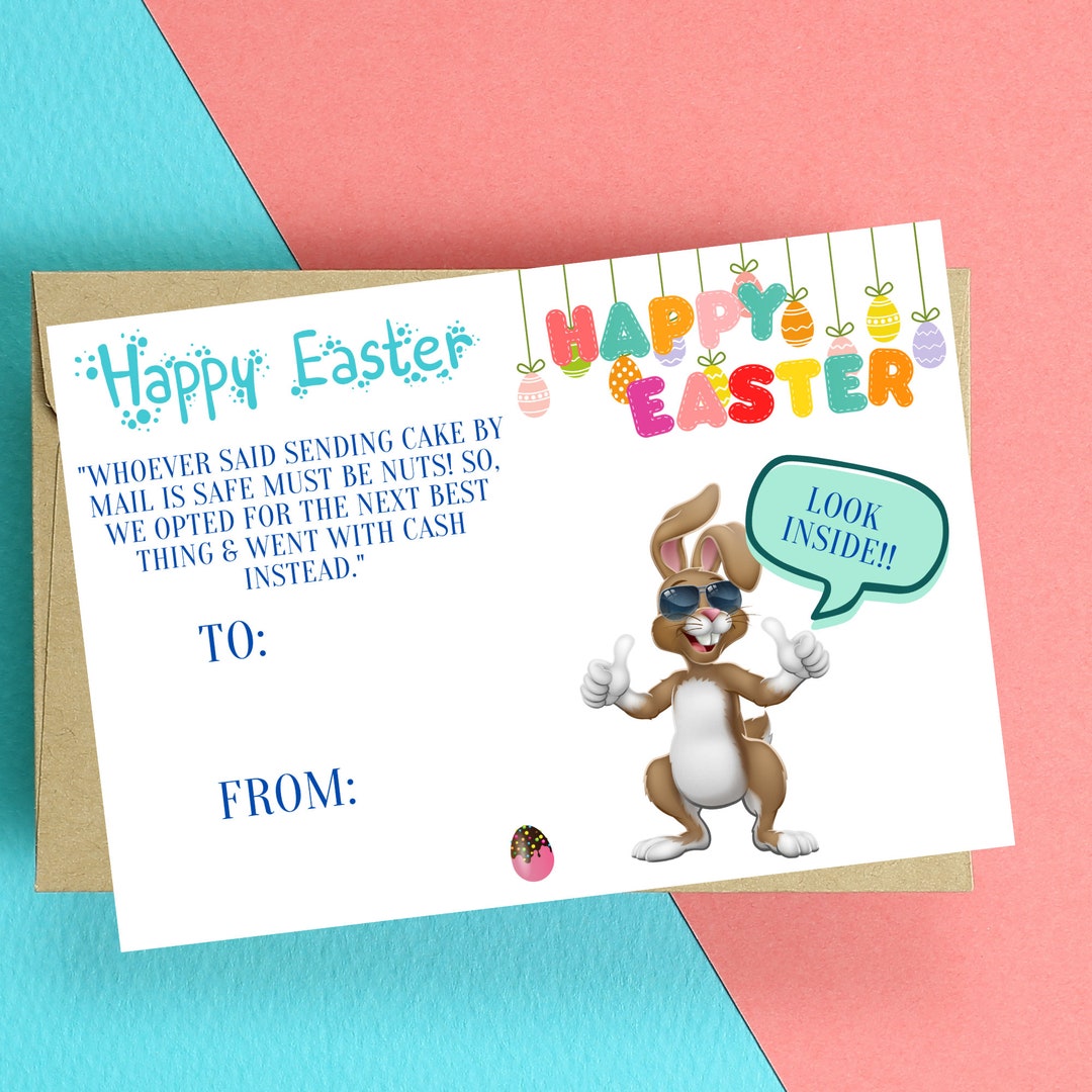Money Holder Gift Card - Funny Easter Bunny Cash Card Printable ...