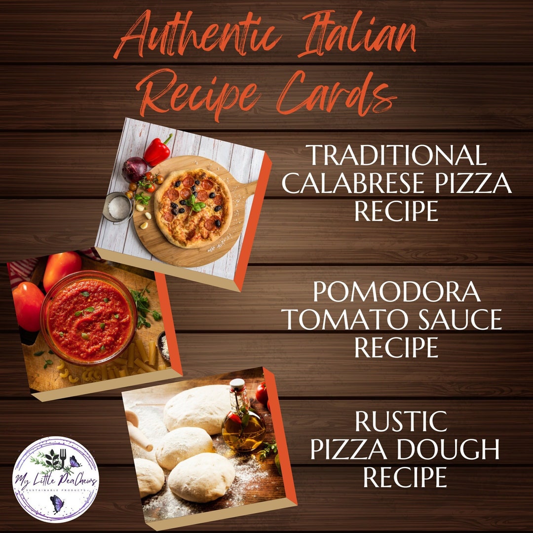 Authentic Italian Recipe Cards Set of 3 Calabrese Pizza Recipe ...