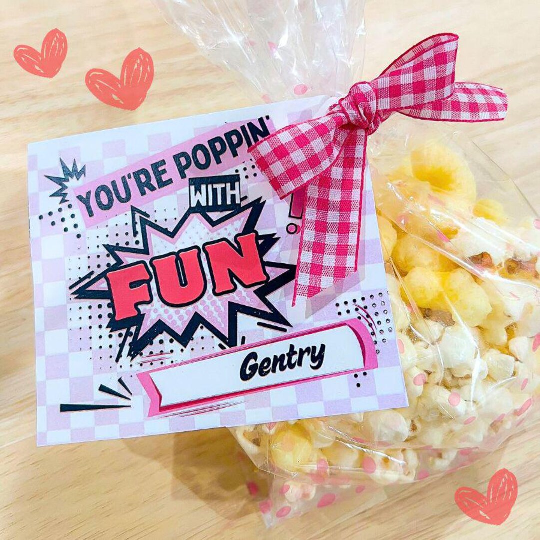 Printable Popcorn Valentine's Day Cards - Personalized Children's ...