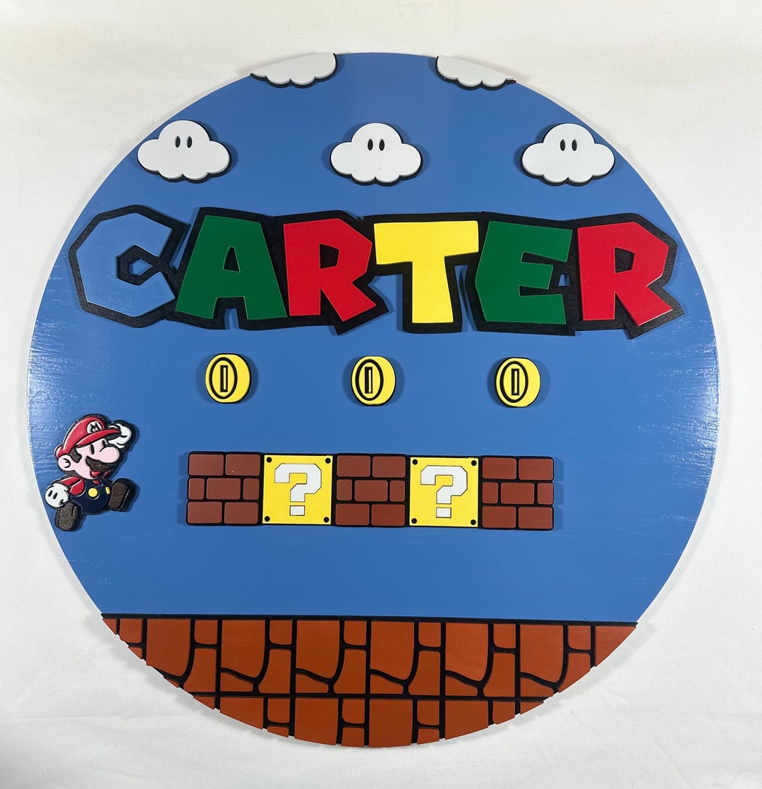 Wooden Kids Name Laser Cut Super Mario Themed Sign. Door Hanger. Wall ...