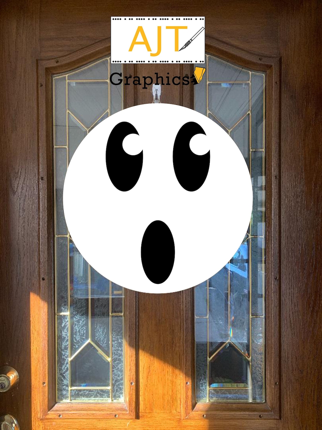 Wooden Circle Ghost Face Door Hanger. Halloween Sign. Door Hanger. Wall ...