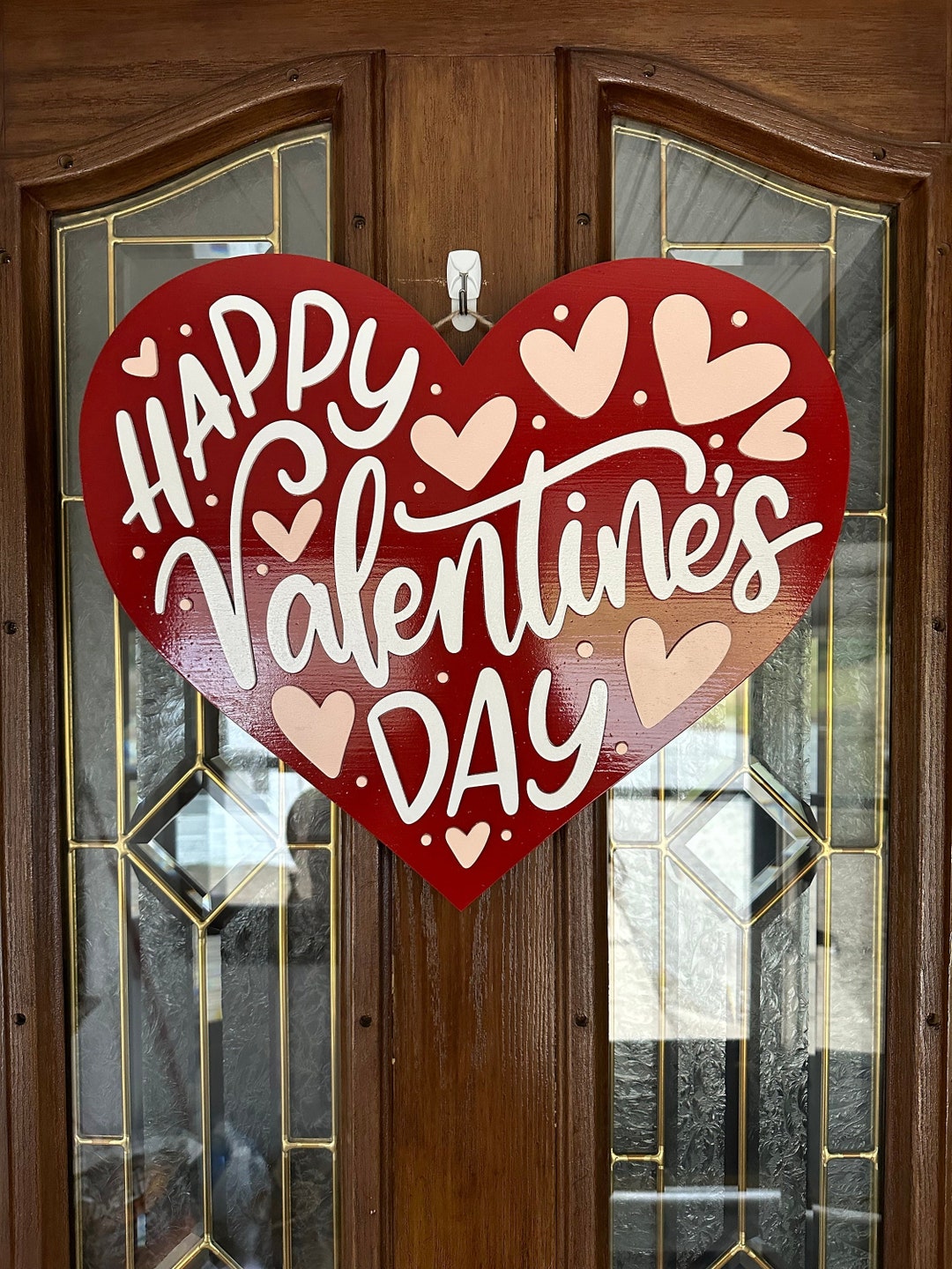 Happy Valentine's Day Sign. Heart Welcome Sign. Door Hanger. Wall ...