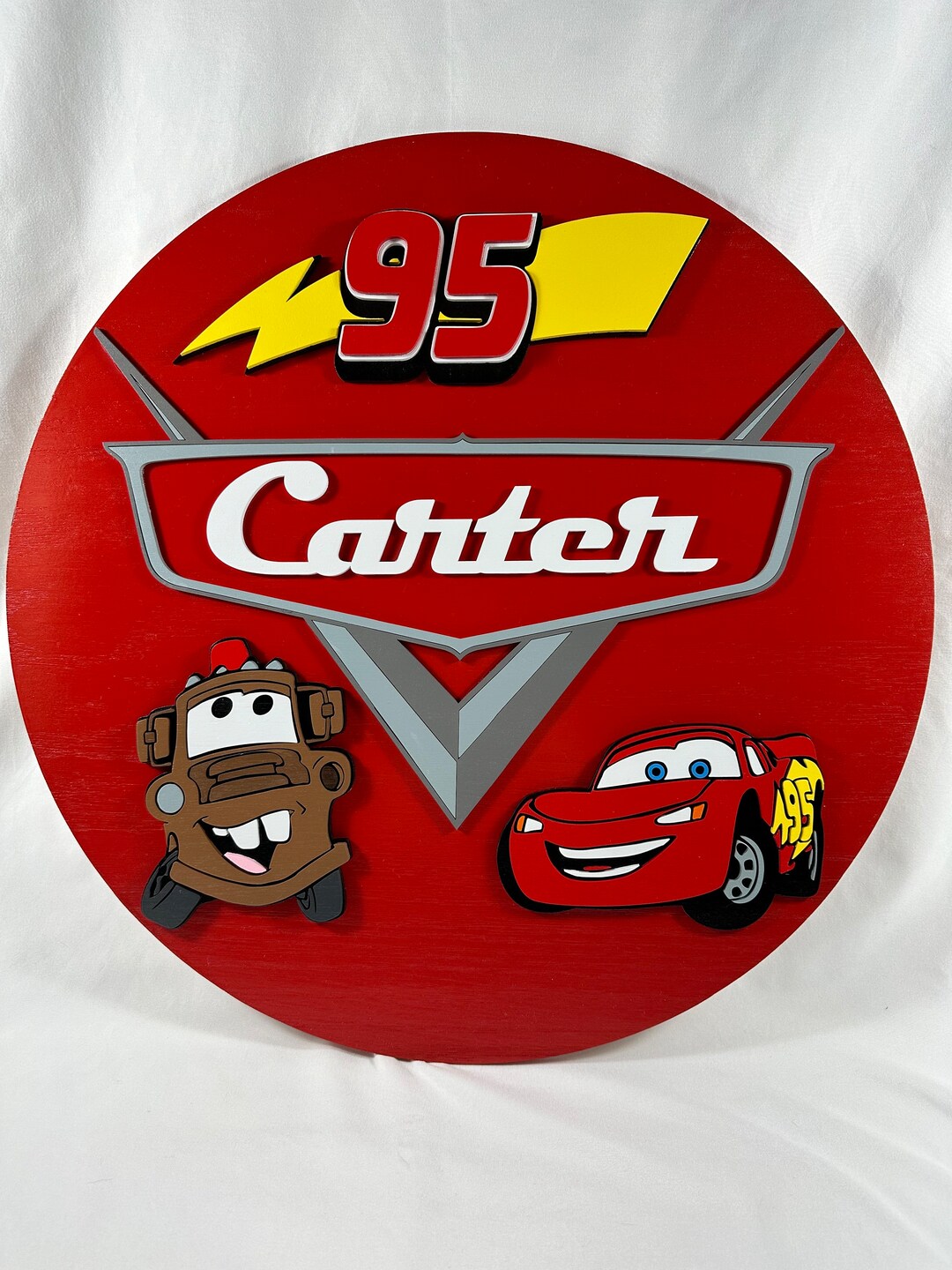 Custom Wooden Kids Name Laser Cut Sign Cars Movie With Characters Sign ...