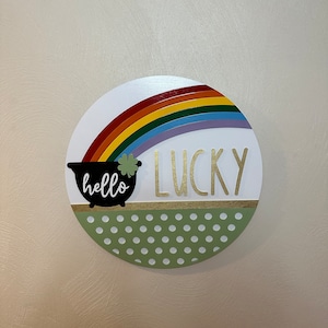 Hello Lucky Sign. St. Patrick's Day Welcome Sign. Shamrock Welcome Sign ...