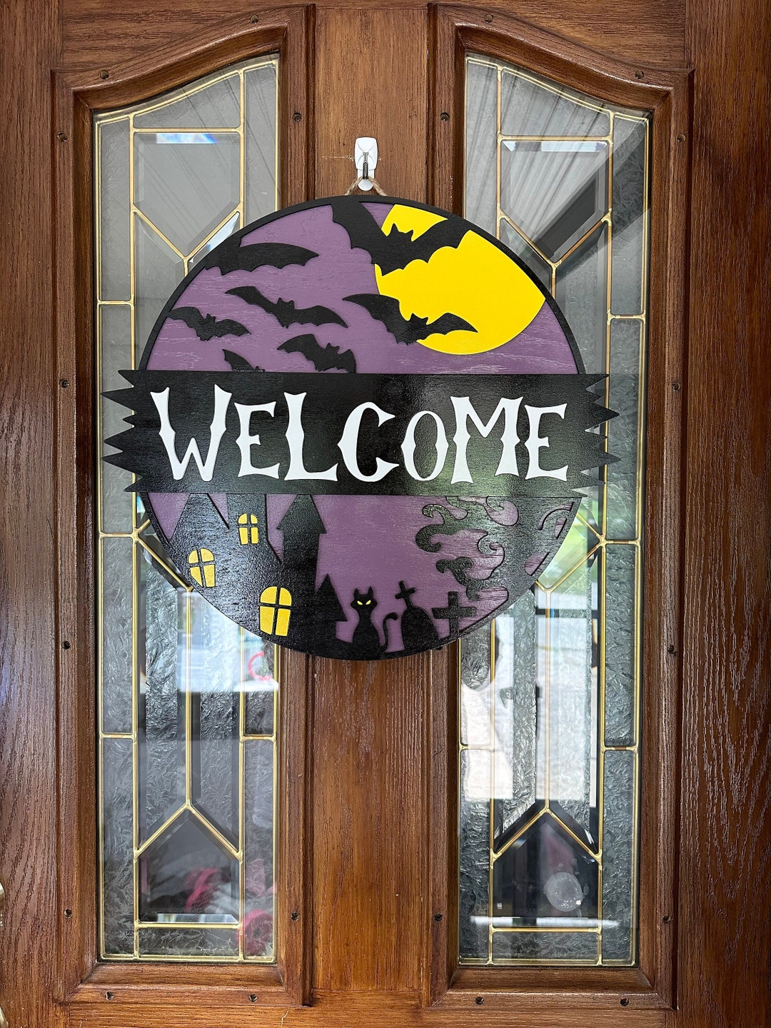 Welcome Sign. Spooky Welcome Sign. Halloween Sign. Door Hanger. Wall ...
