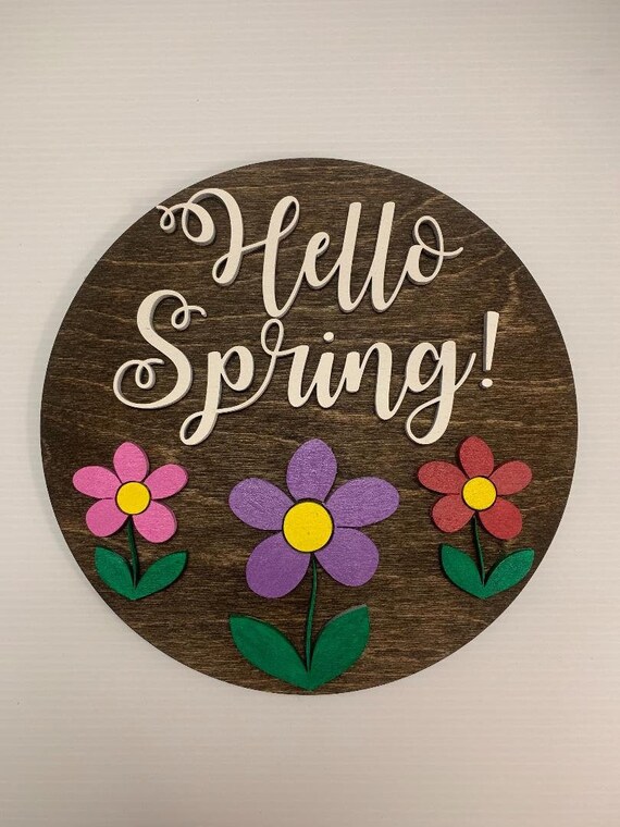 Hello Spring Laser Cut Sign. Door Hanger. Wall Hanger. - Etsy