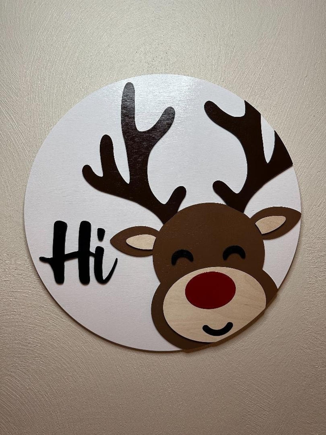 Hi Rudolph Sign. Christmas Sign. Welcome Sign. Door Hanger. Wall Hanger ...