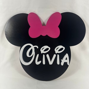 Mickey or Minnie Mouse Baby Name Laser Cut Sign. Door Hanger. Wall ...