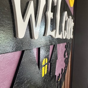 Welcome Sign. Spooky Welcome Sign. Halloween Sign. Door Hanger. Wall ...