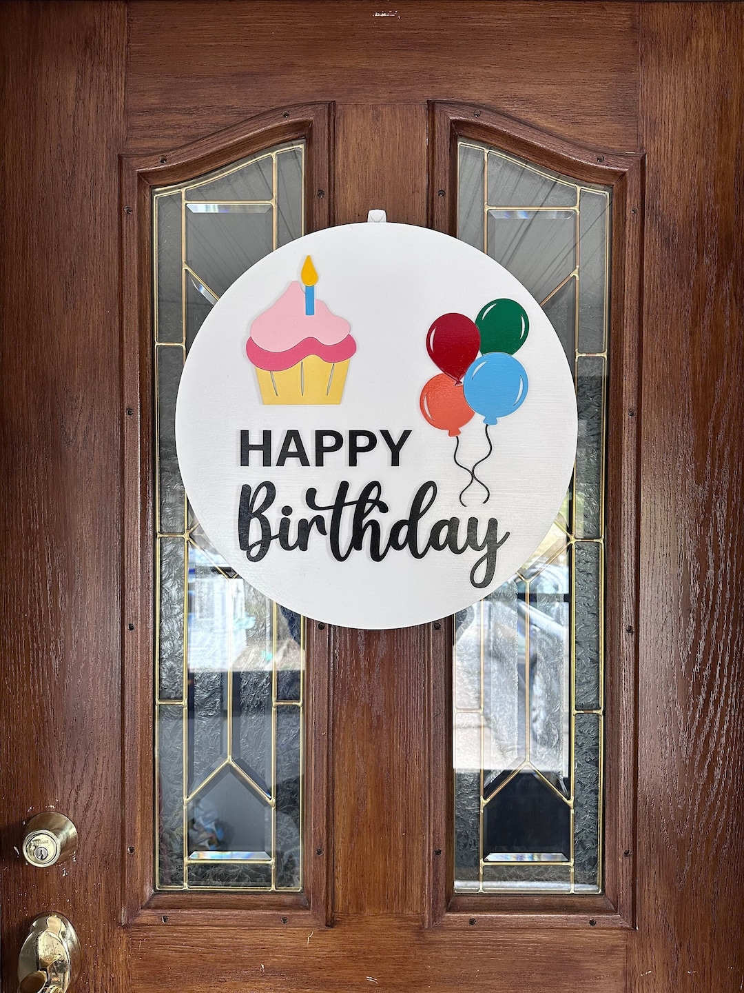 Happy Birthday Cupcake Welcome Sign. Door Hanger. Wall Hanger. - Etsy