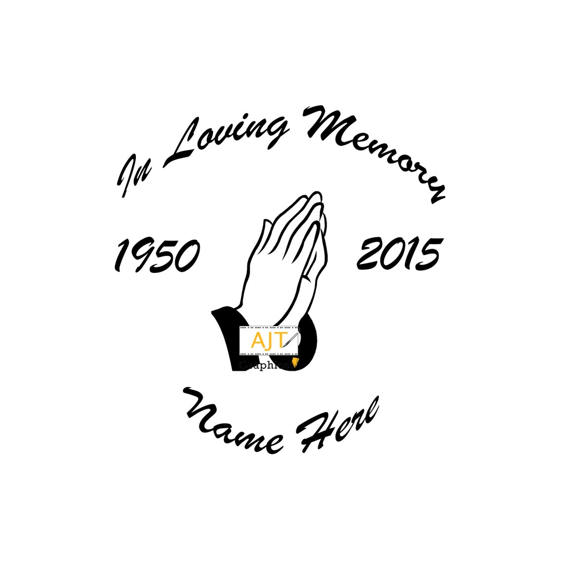 Custom in Loving Memory Decal Praying Hands - Etsy