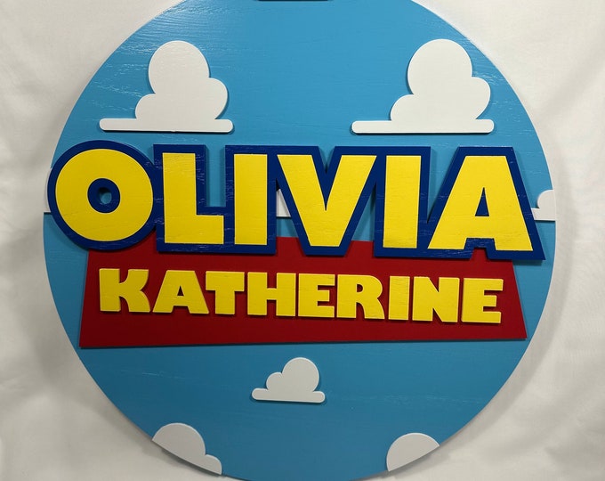 Wooden Kids Name Laser Cut Sign Andy’s Room Toy Story Sign. Door Hanger ...