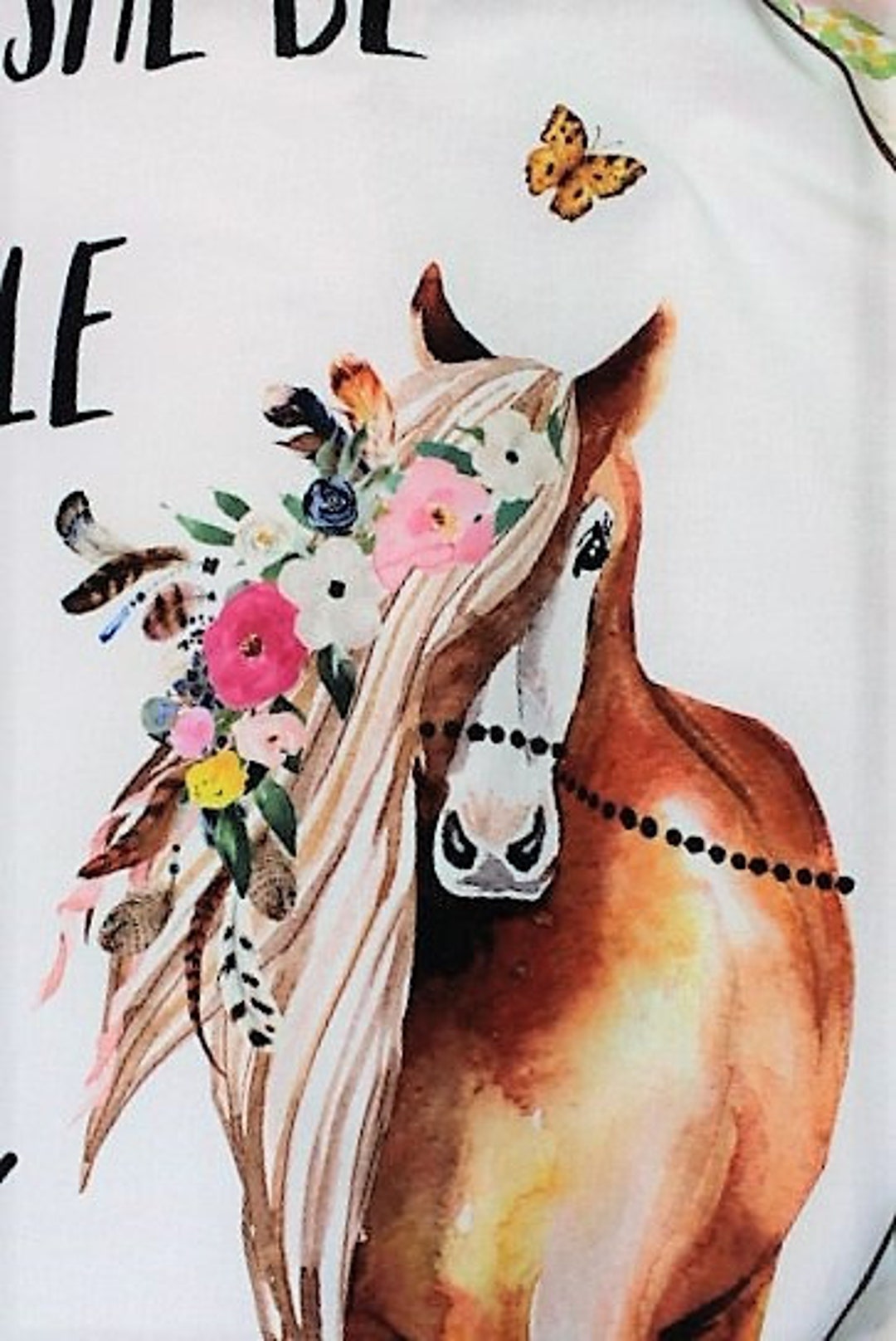 Girly Boho Pony Baby Crib Equestrian Pony Bedding Watercolor Horse ...