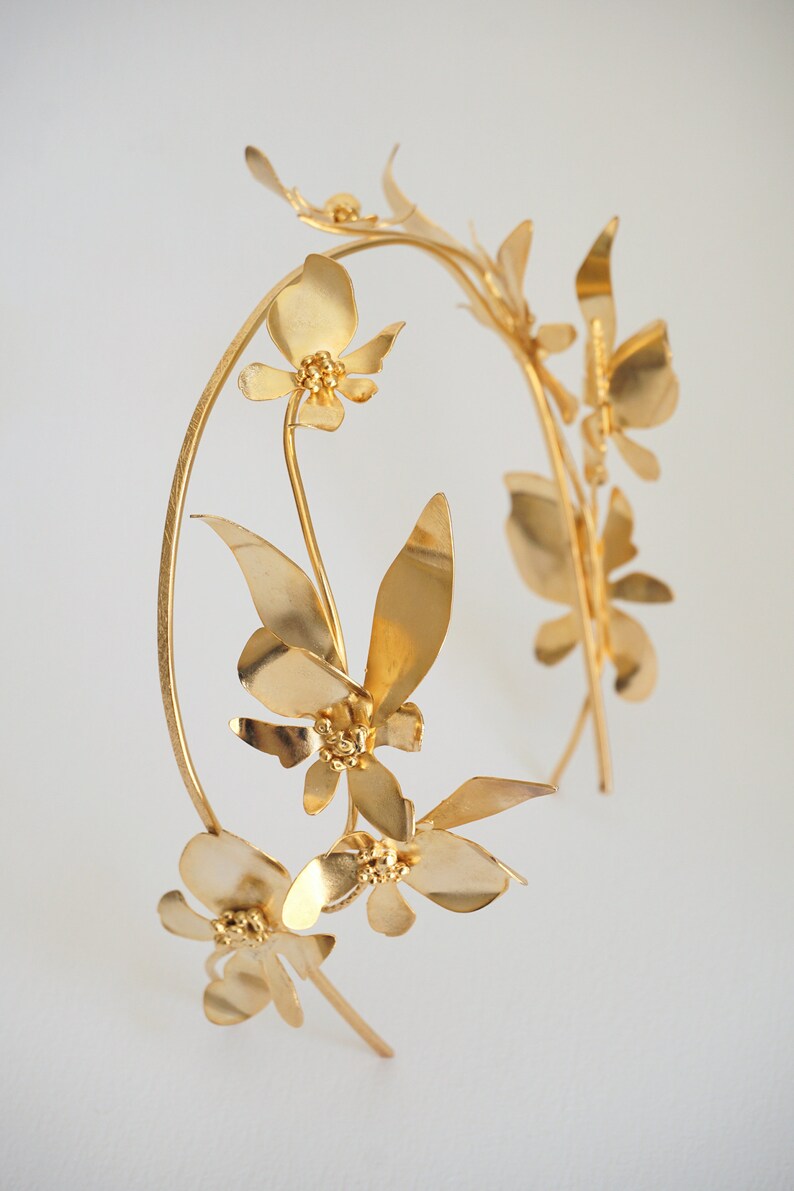 Gold Leaves and Flower Bridal Crown Gold Floral Bridal - Etsy