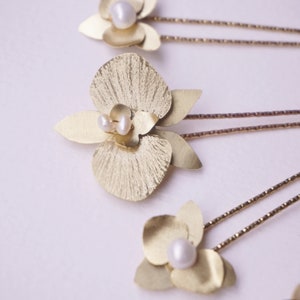Gold Orchid Hair Pin Set, Bridal Orchid Hair Clip, Orchid Wedding Hair ...
