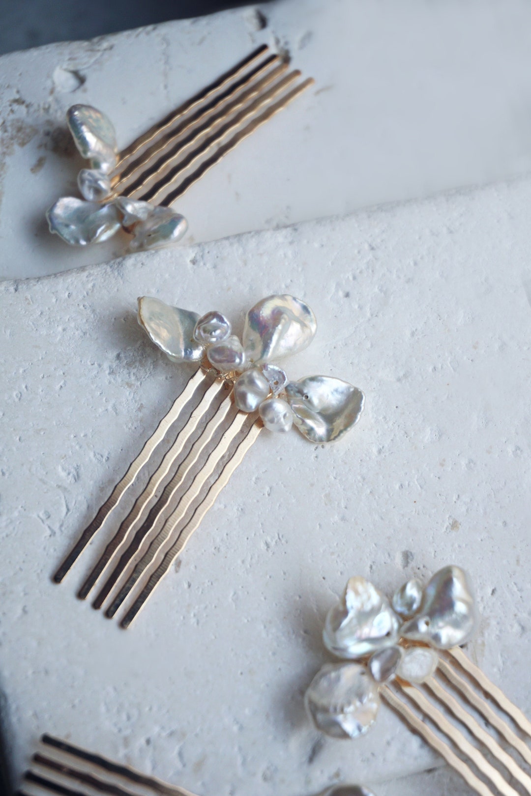 Freshwater Baroque Pearl Hair Comb, Gold Plated Wedding Hair Pin - Etsy