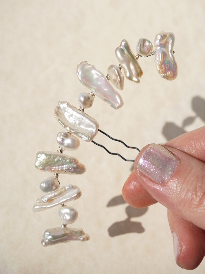 Bridal Freshwater Pearl Hair Pin, Handmade Silver Bobby Pin - Etsy
