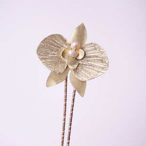 Gold Orchid Hair Pin Set, Bridal Orchid Hair Clip, Orchid Wedding Hair ...