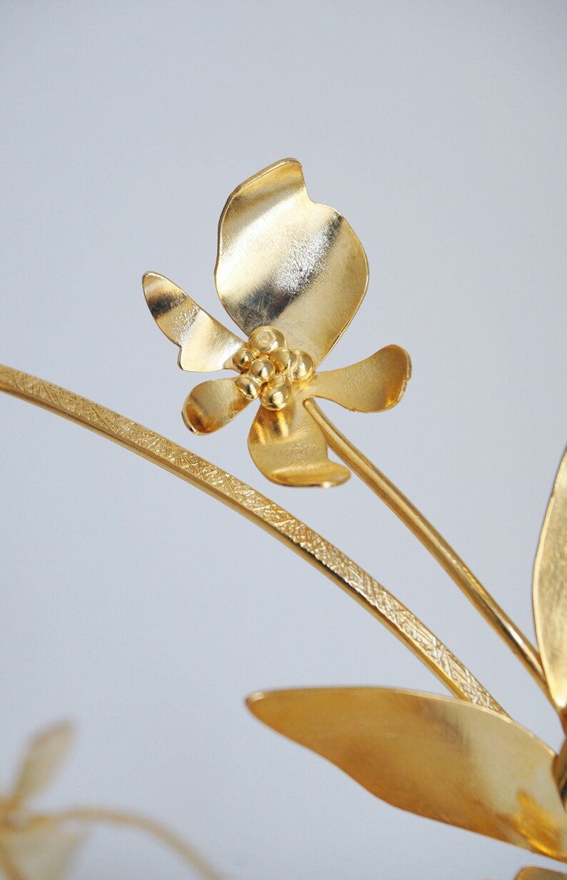 Gold Leaves and Flower Bridal Crown Gold Floral Bridal - Etsy