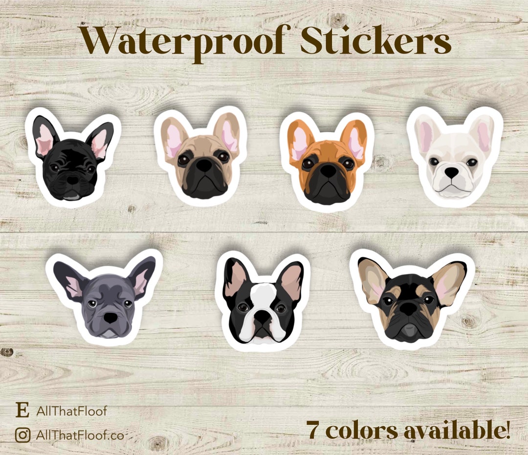 Waterproof French Bulldog Vinyl Stickers, Frenchie Vinyl Stickers ...