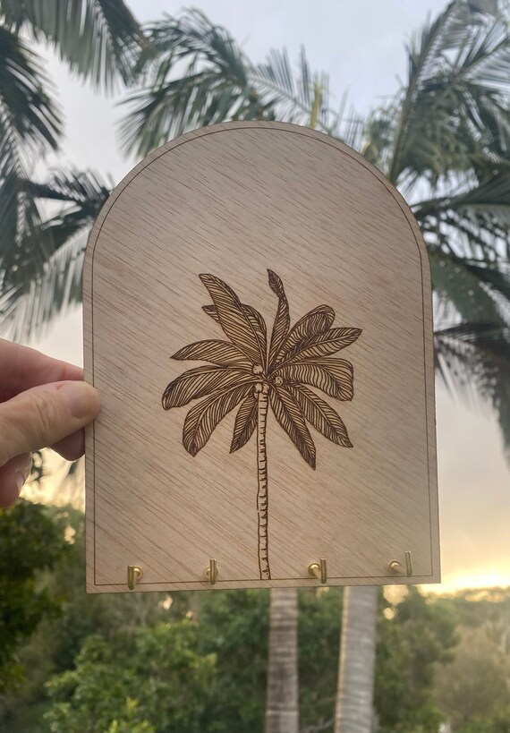 Wooden Engraved Palm Tree Key Ring Holder by Kaivalya Designs | Catch ...