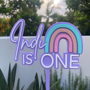 Personalised Rainbow Birthday Acrylic Cake Topper - Etsy