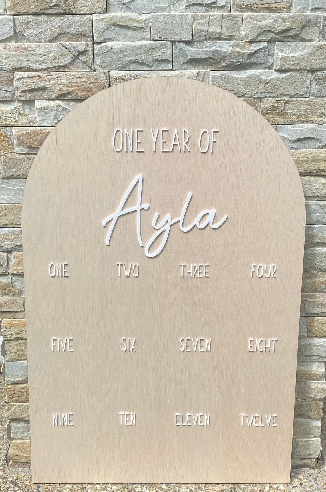 Personalized Wooden Arch Milestone Photo Board, First Birthday Display ...