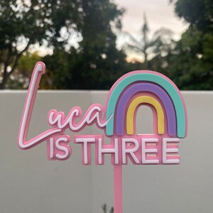 Personalised Rainbow Birthday Acrylic Cake Topper - Etsy