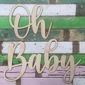 Oh Baby Large Wooden Backdrop Wording Baby Shower Display Event Signage ...