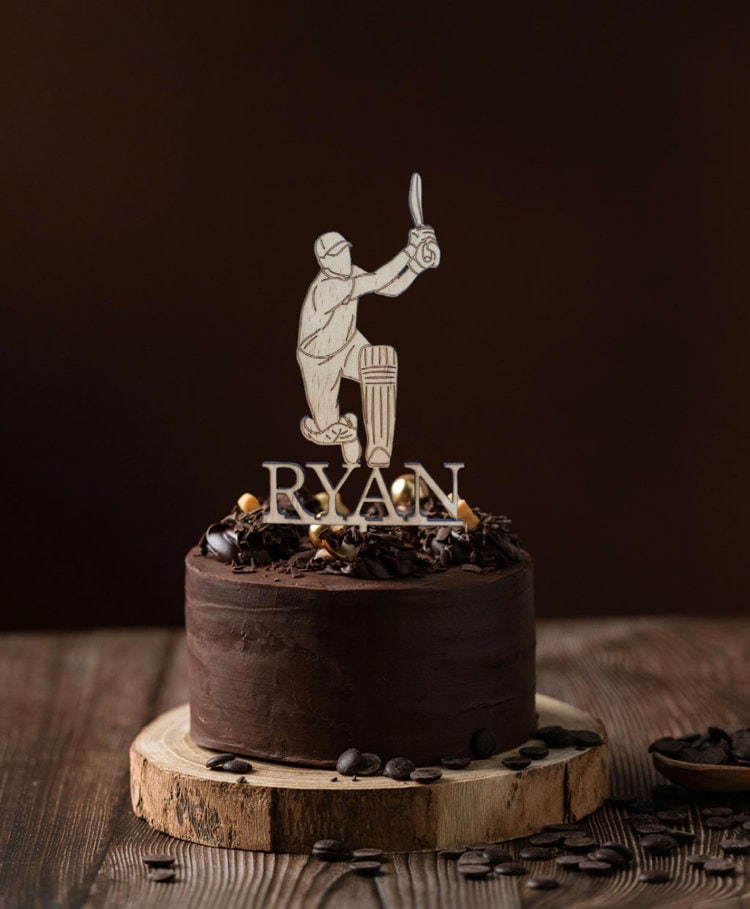 Personalised Wooden Cricket Player Cake Topper - Etsy Australia