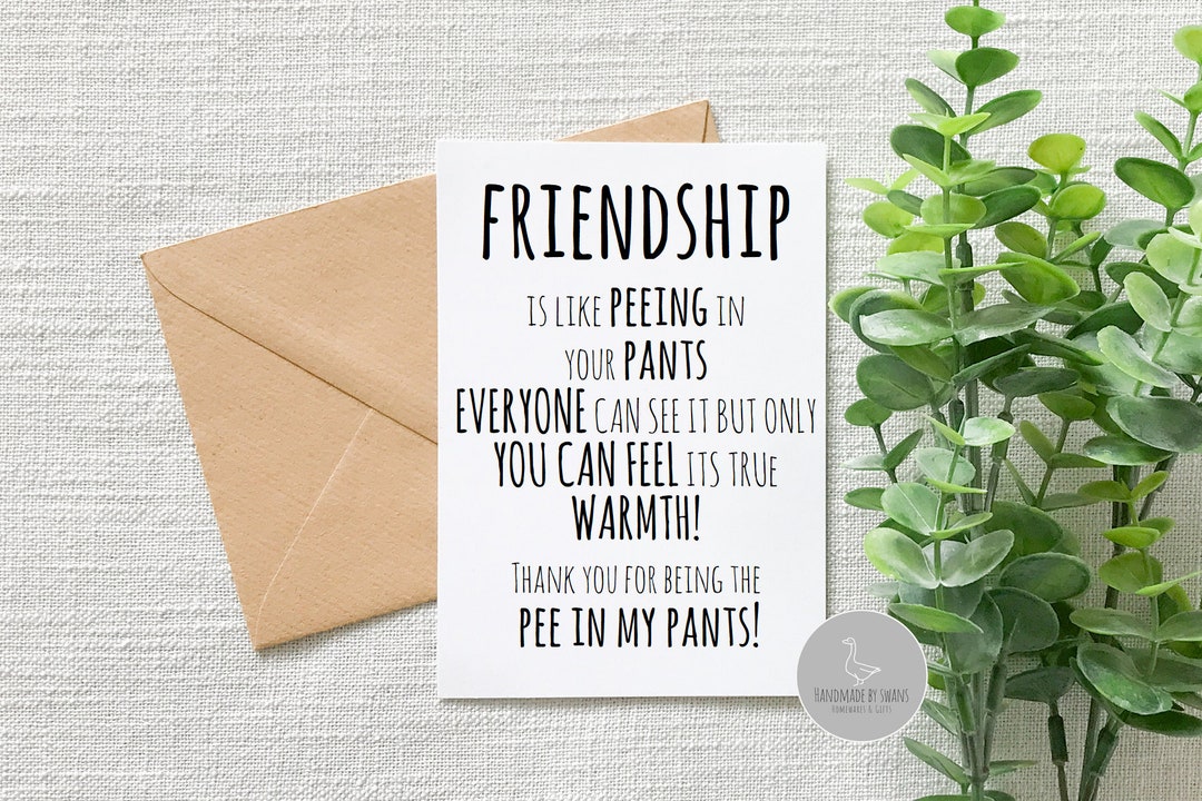 Friendship is Like Peeing Your Pants, Funny Birthday Card for Friend ...