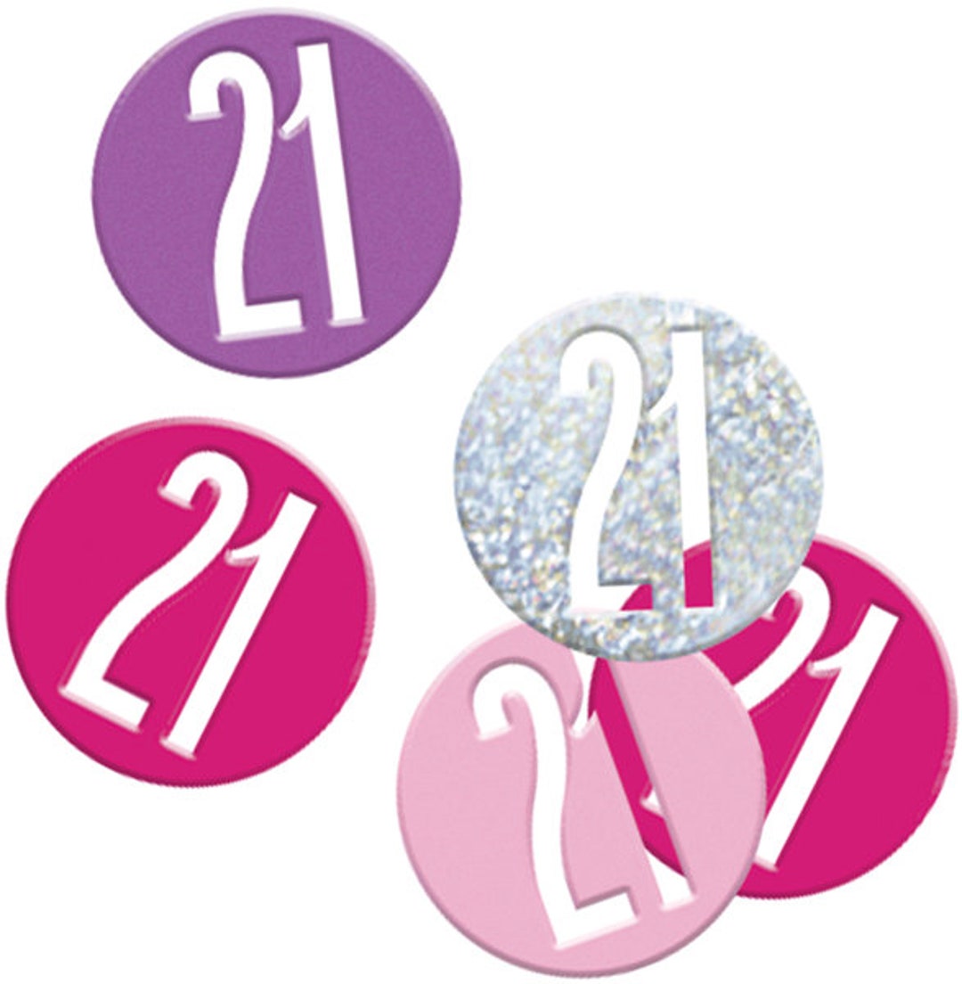 21st Birthday Table Confetti, Pink Number 21 Table Confetti, Birthday ...