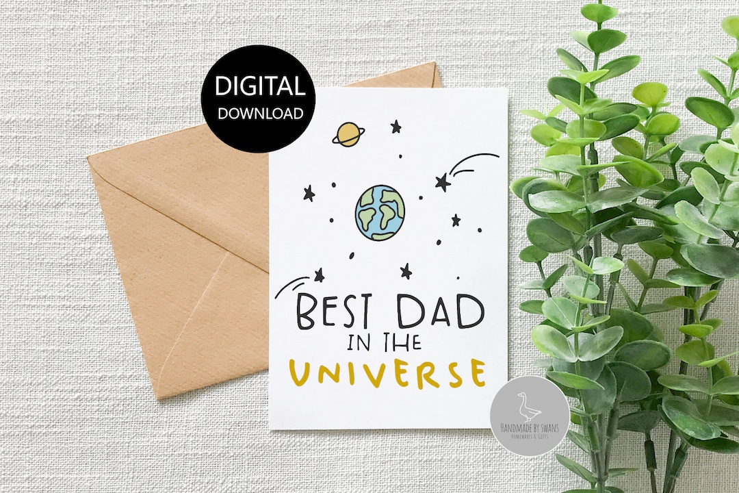 Father's Day Card, Best Dad in the Universe Father's Day Card, Card for ...