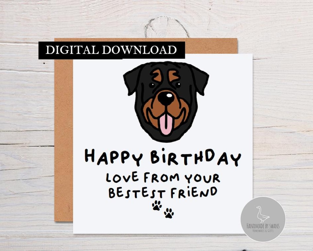 Rottweiler Birthday Card, Birthday Card From the Dog, Rottweiler Dad ...