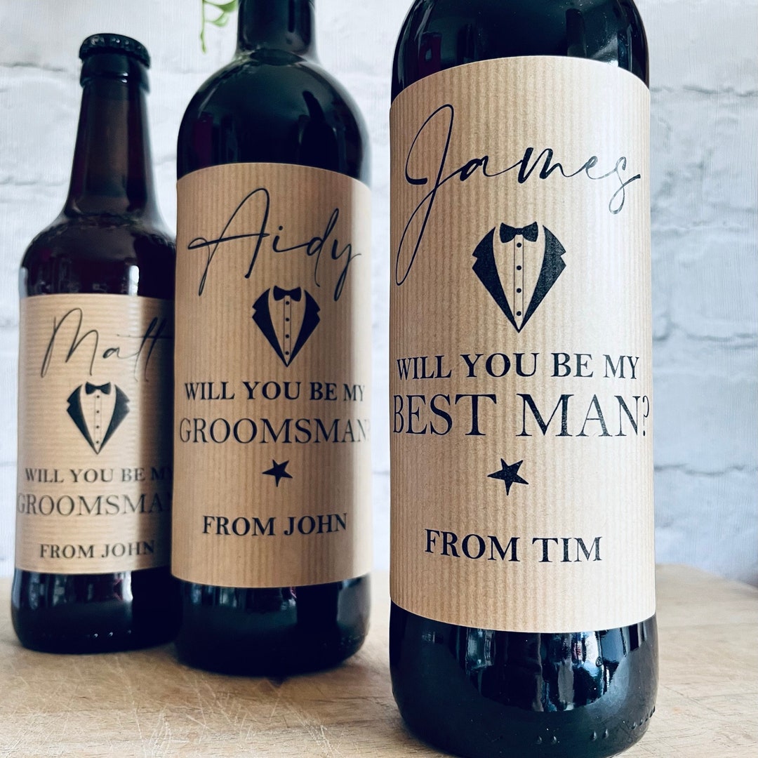 Will You Be My Best Man, Usher, Groomsman Personalised Beer Bottle ...