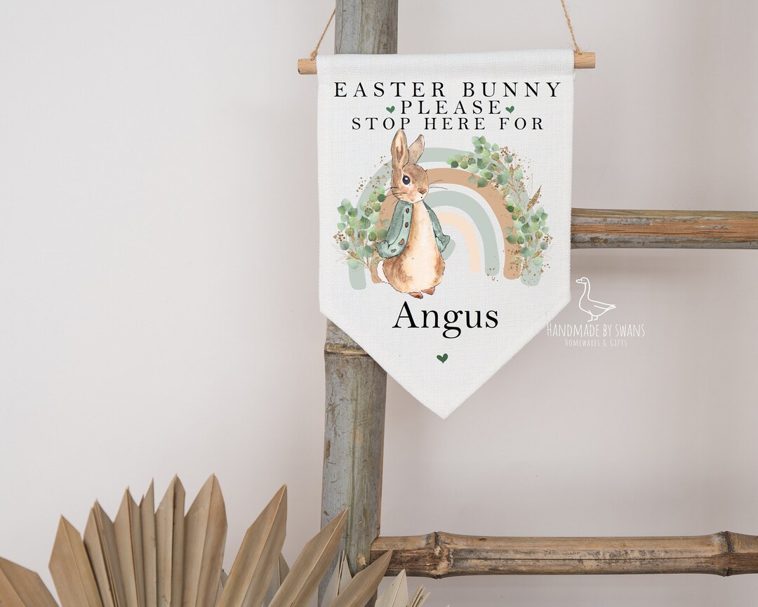 Easter Bunny Please Stop Here Sign, Personalised Stop Here Sign, Bunny ...