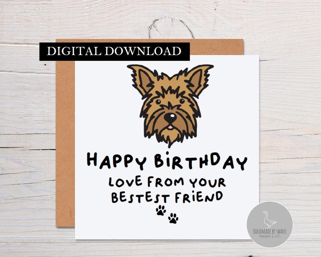 Yorkie Birthday Card, Birthday Card From the Dog, Yorkshire Terrier ...