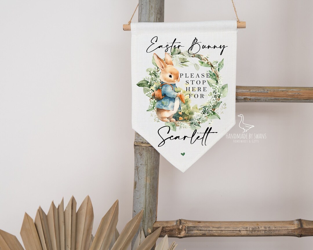 Easter Bunny Please Stop Here Sign, Personalised Stop Here Sign, Bunny ...