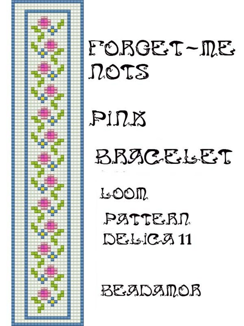 Loom Pattern for Bracelet:forget-me-nots in Pink INSTANT DOWNLOAD Pdf ...