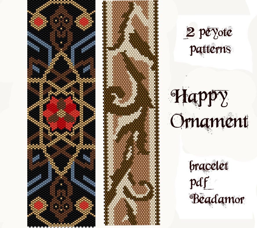 2 Peyote Patterns for Bracelet: Happy Ornament INSTANT DOWNLOAD Pdf - Etsy