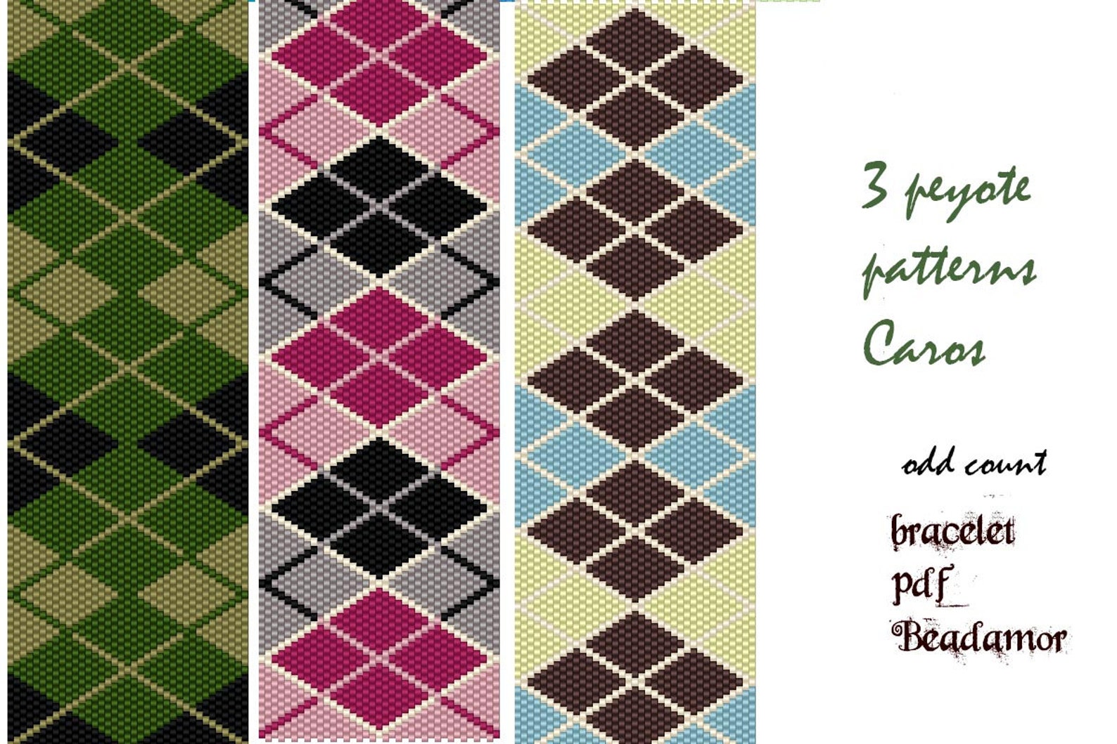 3 Peyote Patterns for Bracelet Caros Instant Download Pdf - Etsy