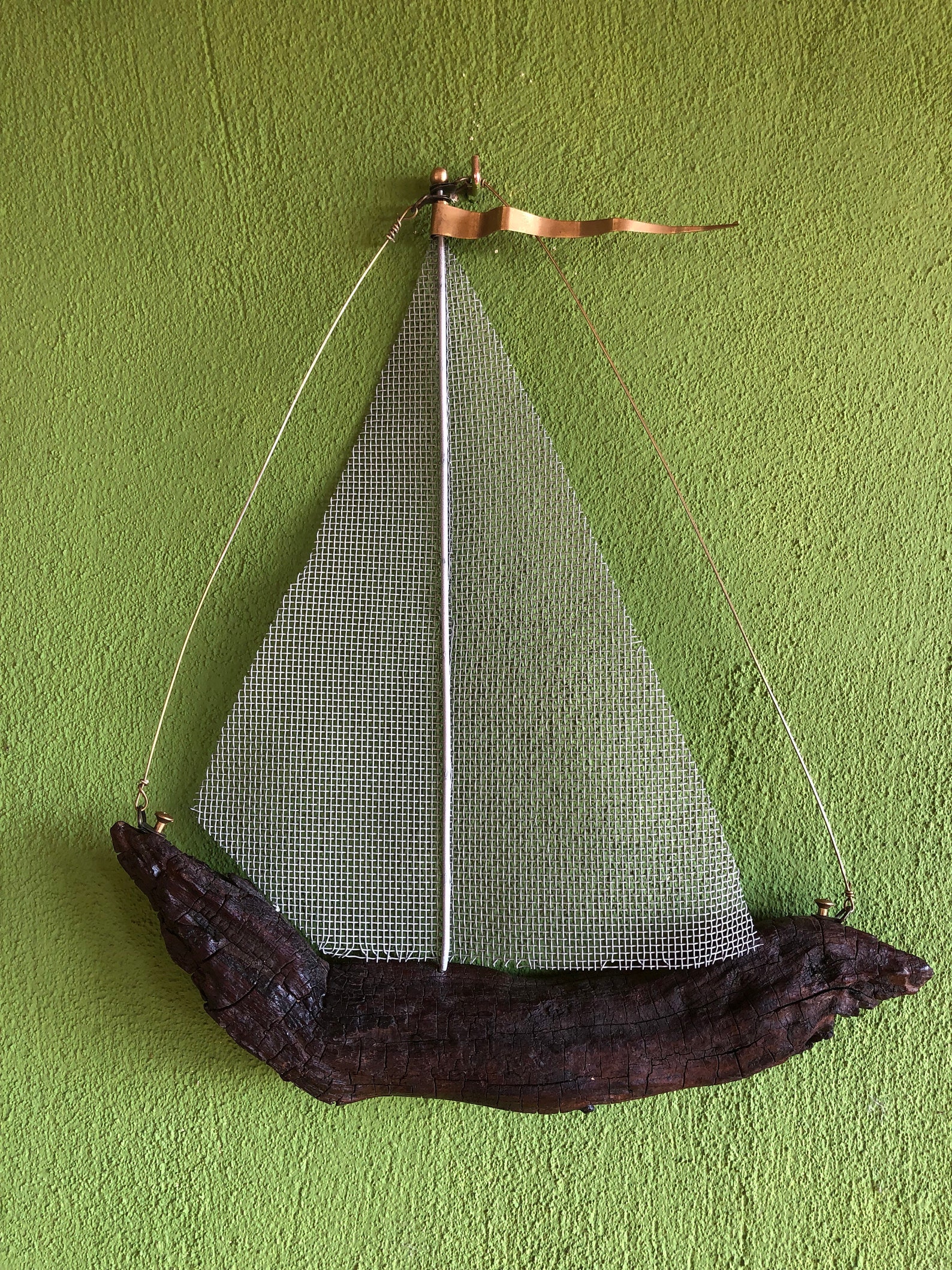 Drift Wood Sail Boat With Iron Net and Brass Combination - Etsy