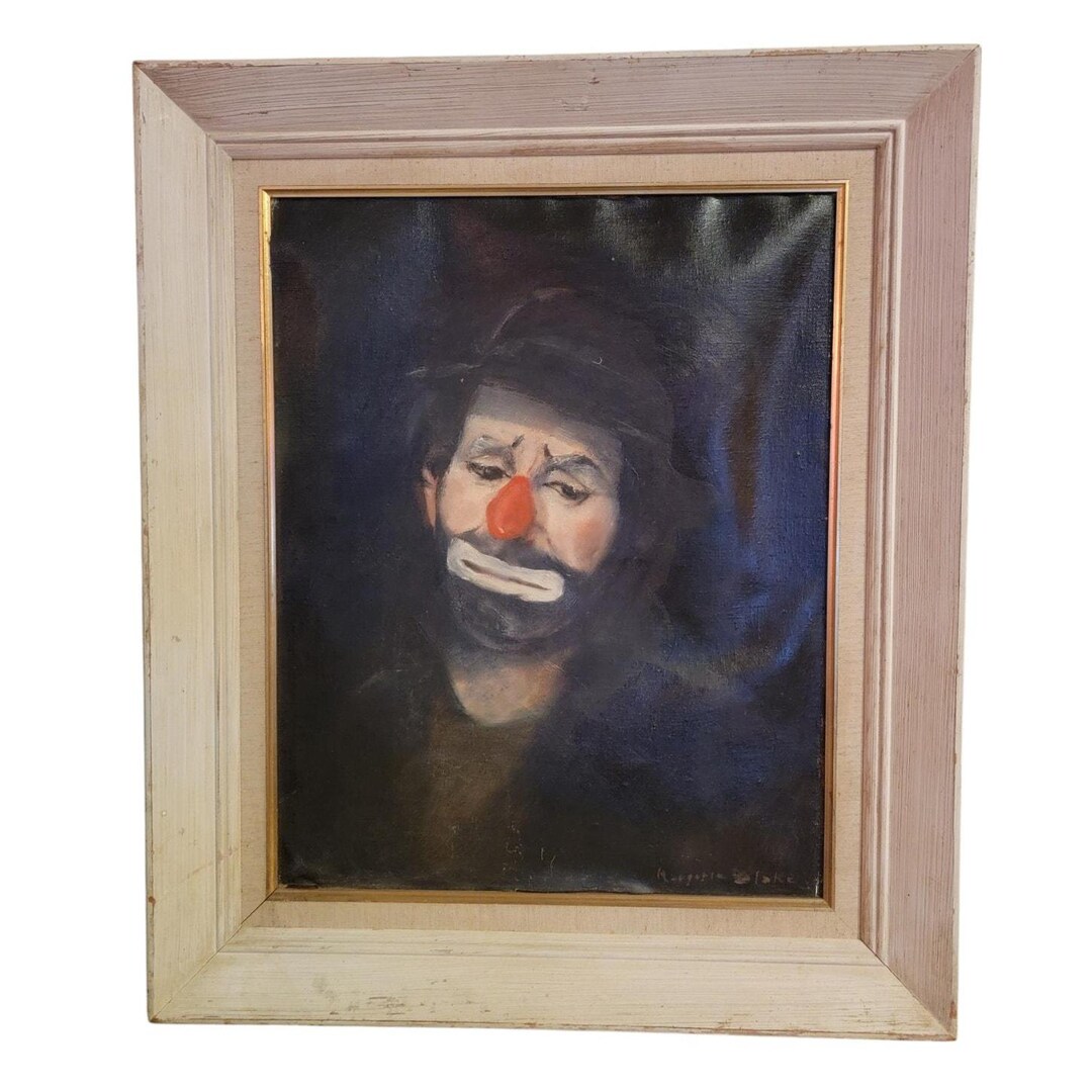 Rare Marjorie Blake Clown Painting Vintage Large Oil Portrait, Haunting ...