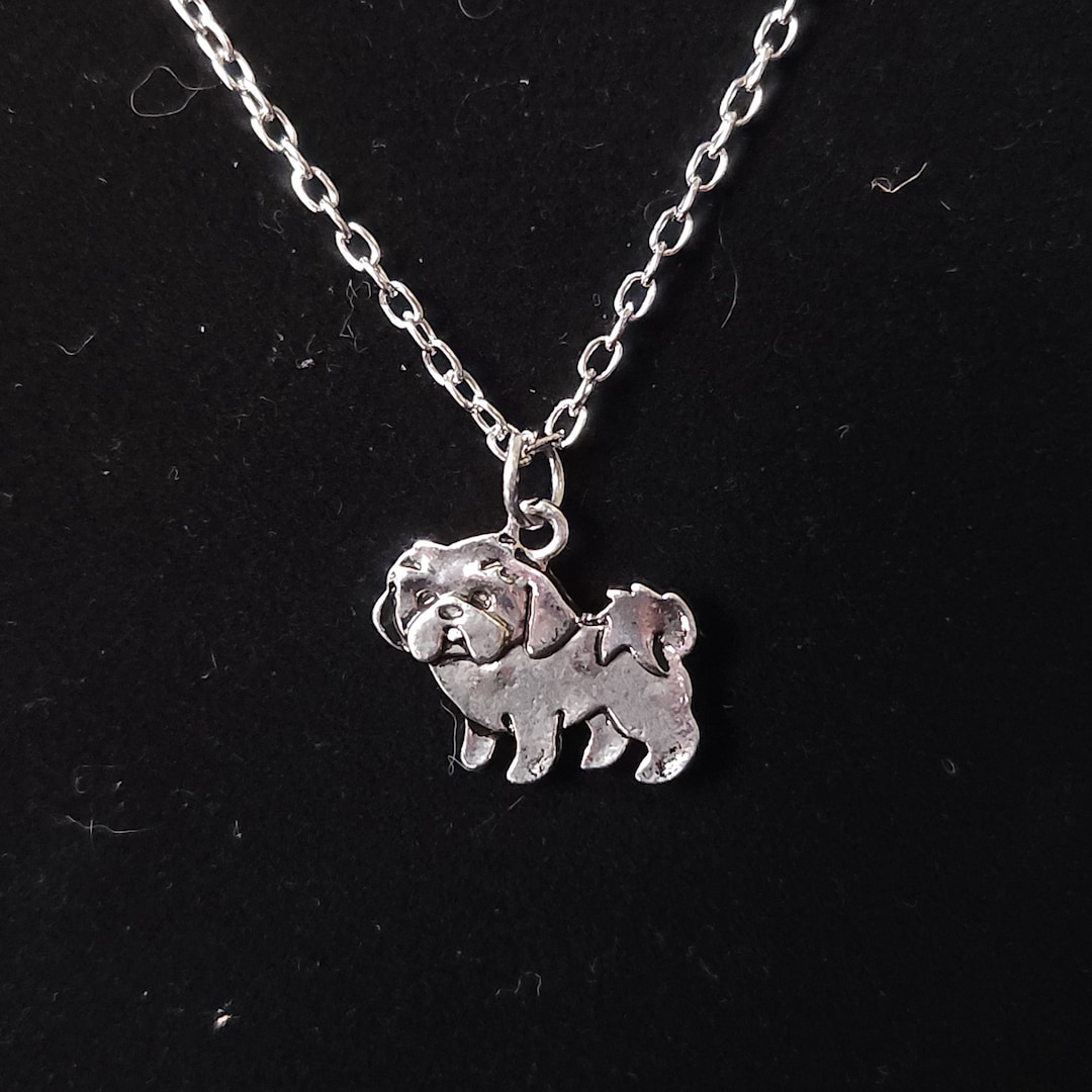 Adorable Shih Tzu Sterling Silver Dog Charm Necklace Perfect Pet Lover ...